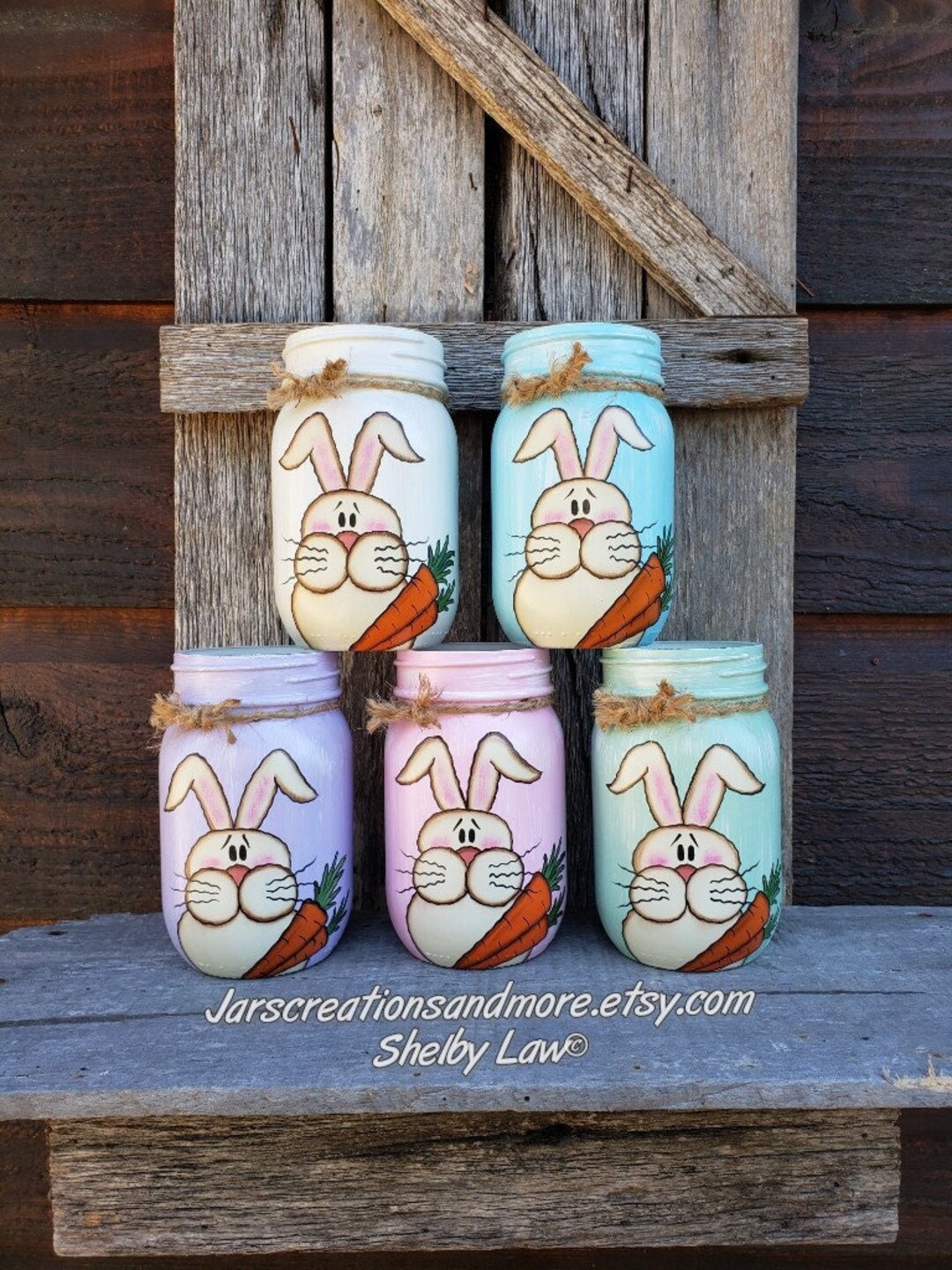 Handpainted Rabbit, Easter Bunny Pint Size Mason Jar - Etsy