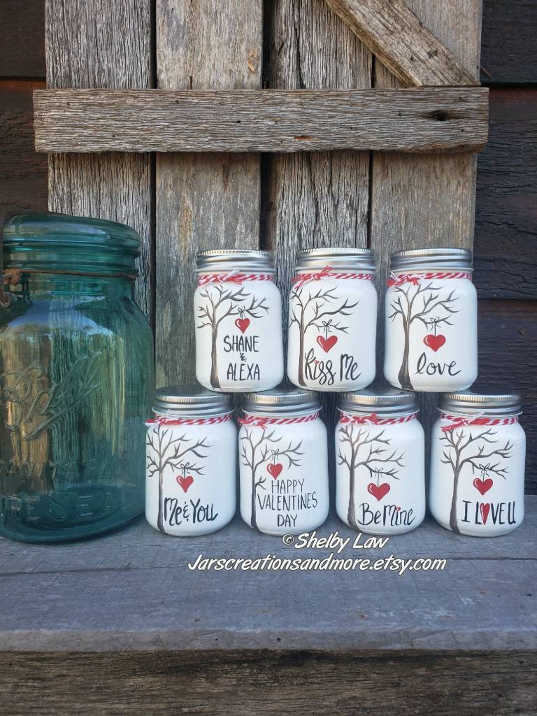 Valentine Mini Mason Jar, 3 Inches Tall, Handpainted Mini Jar, Tiered ...