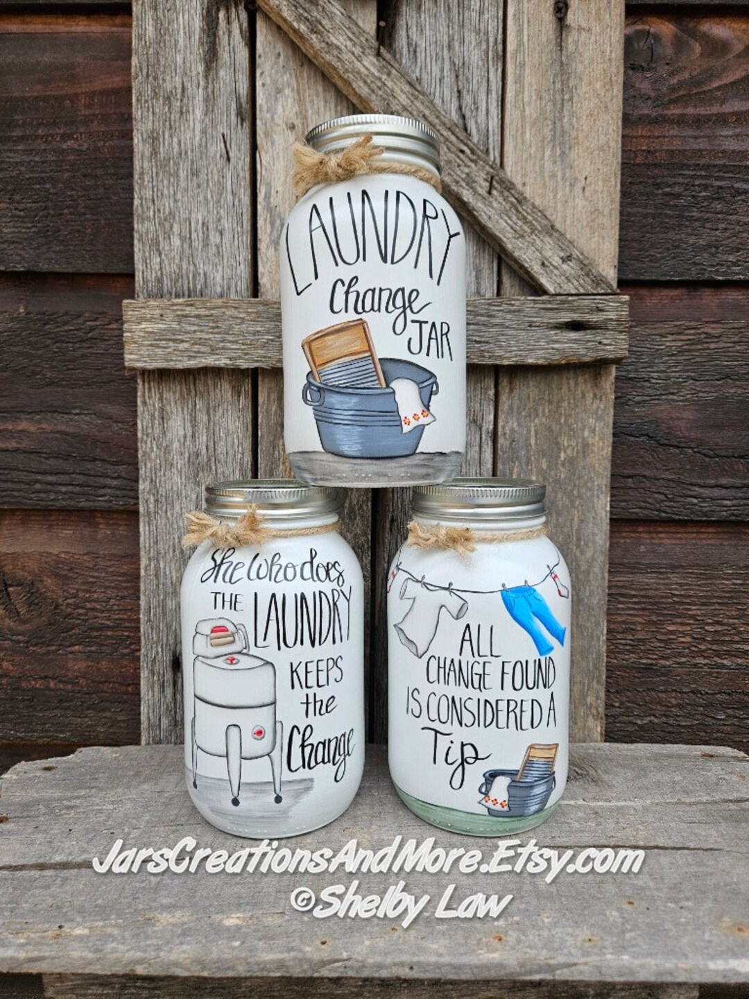 Laundry Change Jar, Handpainted Quart Size Laundry Change Jar - Etsy