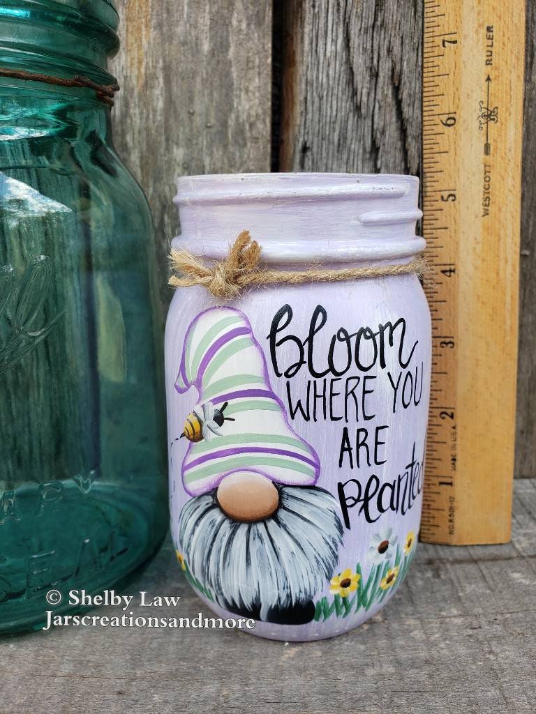 Spring Gnome Hand-painted Pint-sized Mason Jar - Etsy Canada
