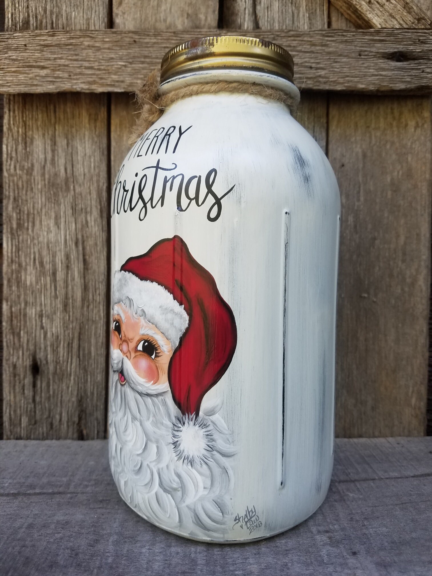 Merry Christmas Santa Mason Jar Christmas Mason Jar Santa | Etsy