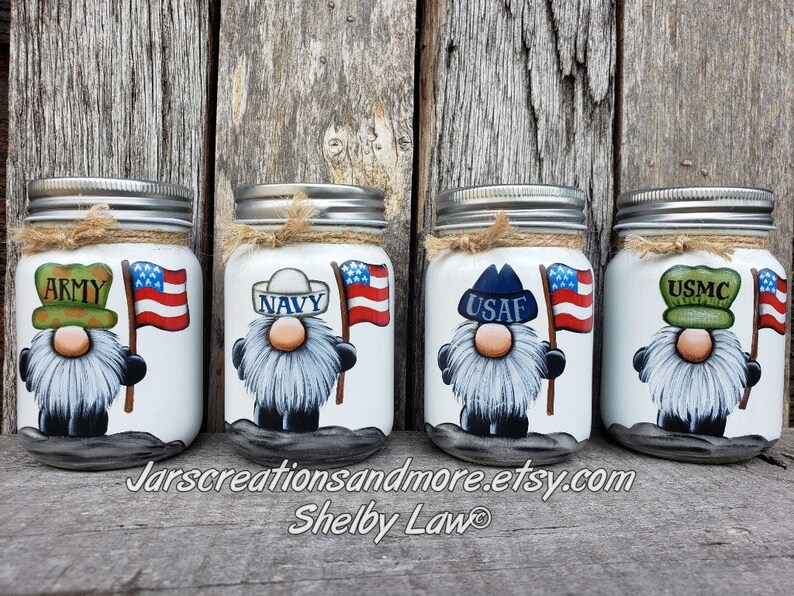 Military Gnome Mini Mason Jars 3 Inches Tall Sold - Etsy