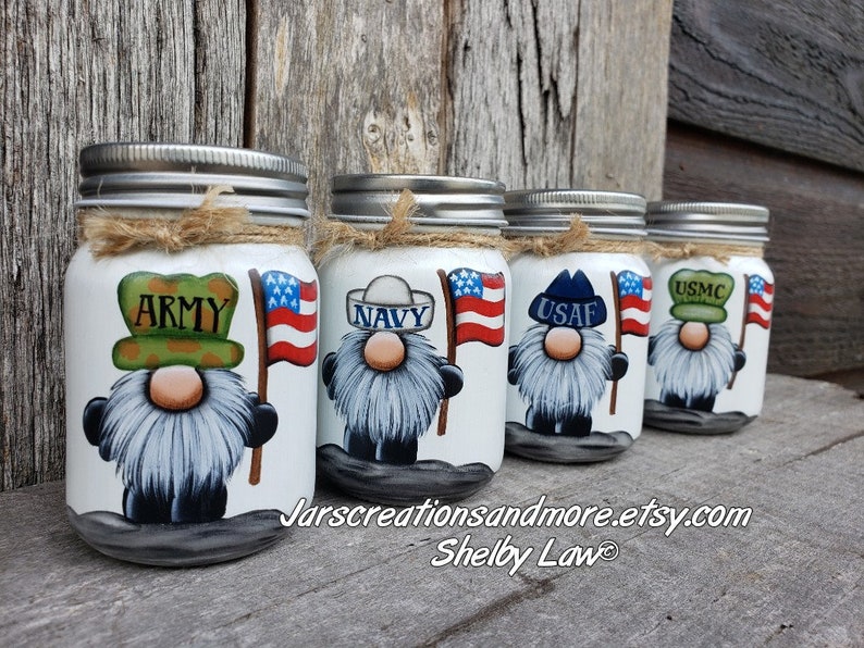 Military Gnome Mini Mason Jars 3 Inches Tall Sold - Etsy