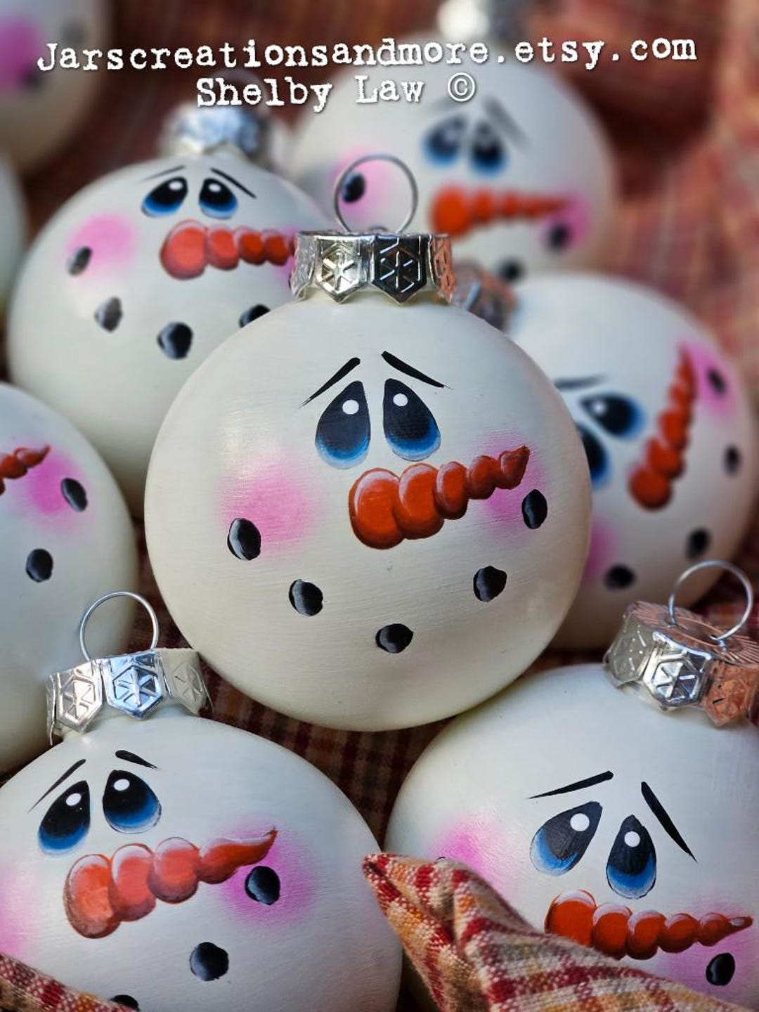 Snowman Ornament, Handpainted Snowman Head, Plastic Ornament, Sold ...