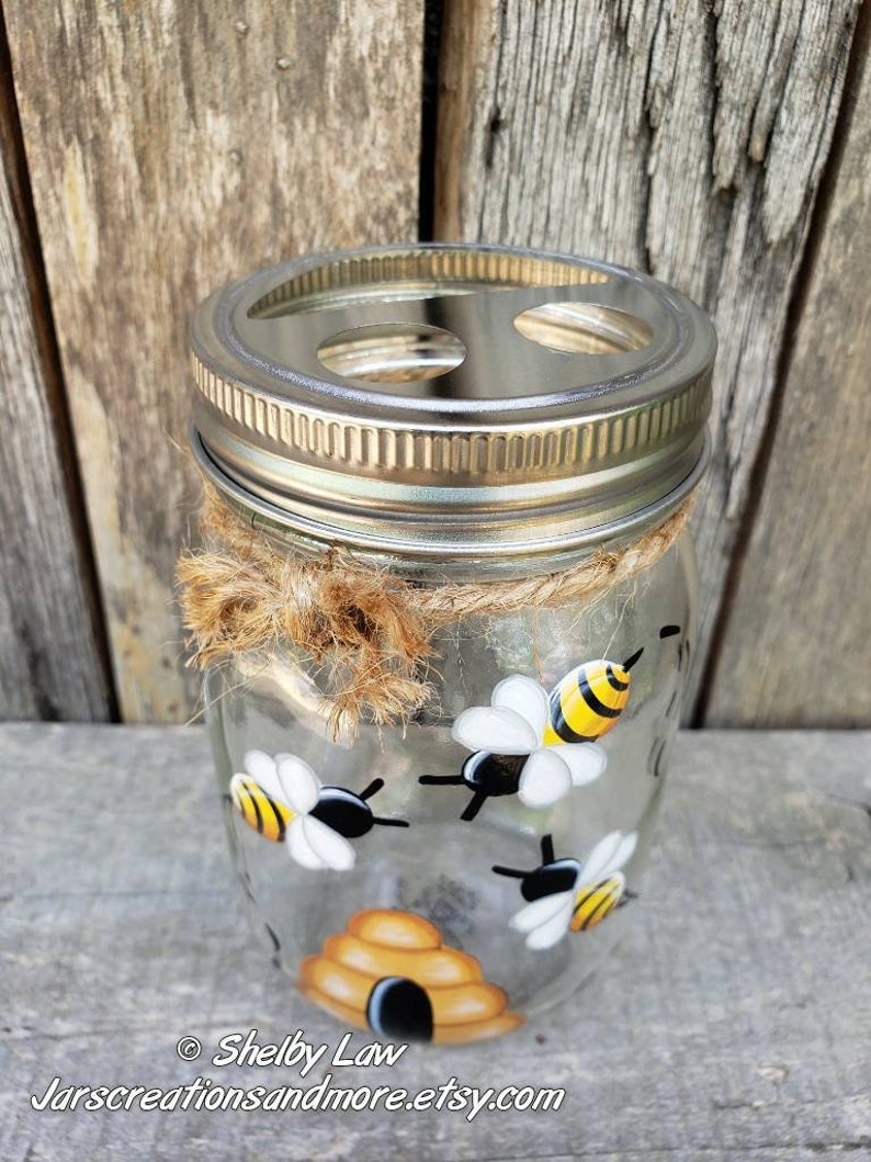 Handpainted Bee Hive Mason Jar, 16oz Pint, Bee Decor - Etsy