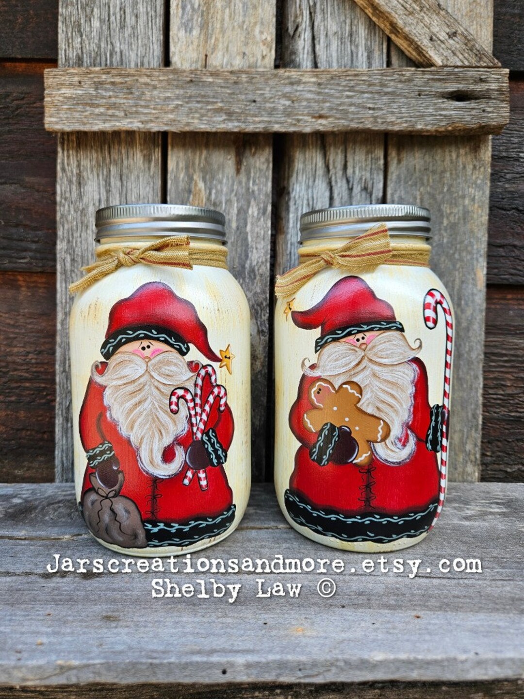 Santa Handpainted Quart Mason Jar, Mason Jar Decor, Christmas Decor ...