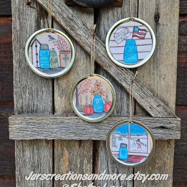 Mason Jar Lid Ornaments - Etsy