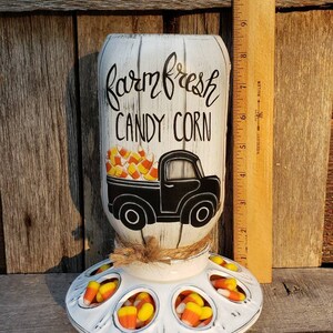 Farm Fresh Candy Corn Handpainted Quart Mason Jar Chicken Feeder, Candy ...