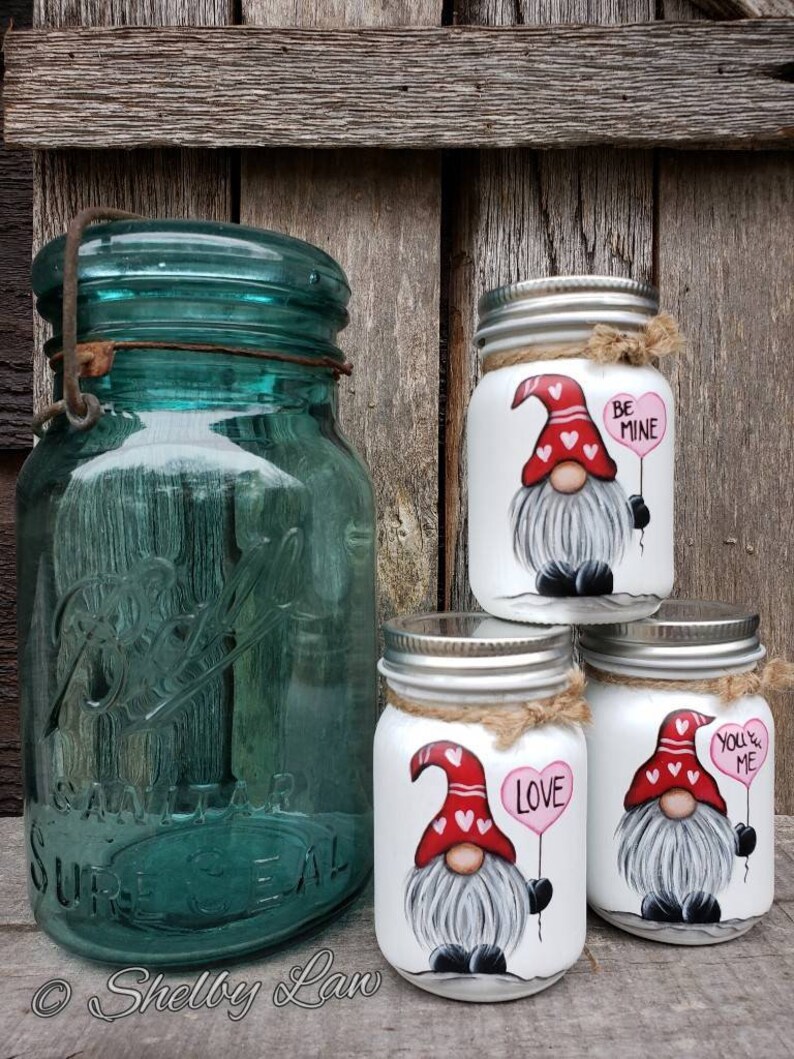 Valentines Day Gnome Mini Mason Jar Love Perfect Mason | Etsy