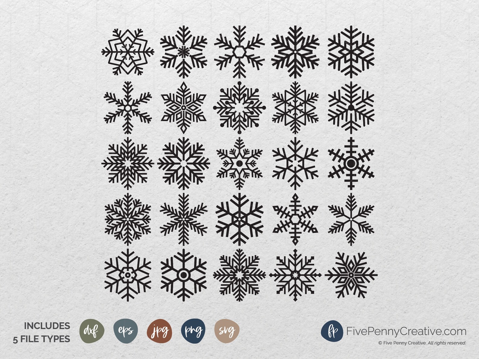 Snowflakes Set SVG PNG EPS Cricut Silhouette Cutting - Etsy