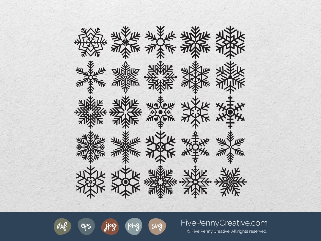 Snowflakes Set (SVG, PNG, EPS, Cricut, Silhouette, Cutting File, Vector ...