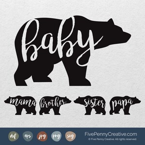 Bear Family SVG Bundle, Mama Bear SVG, Papa Bear Cut File, Brother ...