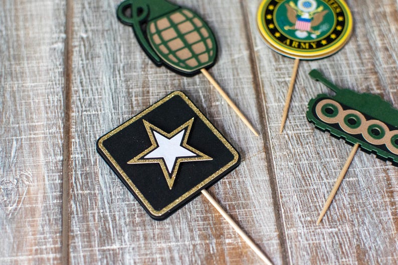 U.S. Army Cupcake Toppers - Set of 12 | Military Graduation, Enlistment ...