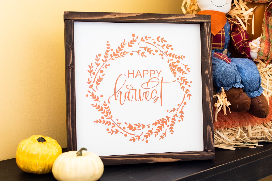 Happy Harvest Fall Sign, Rustic Fall Decor, Rustic Fall Sign, Framed ...