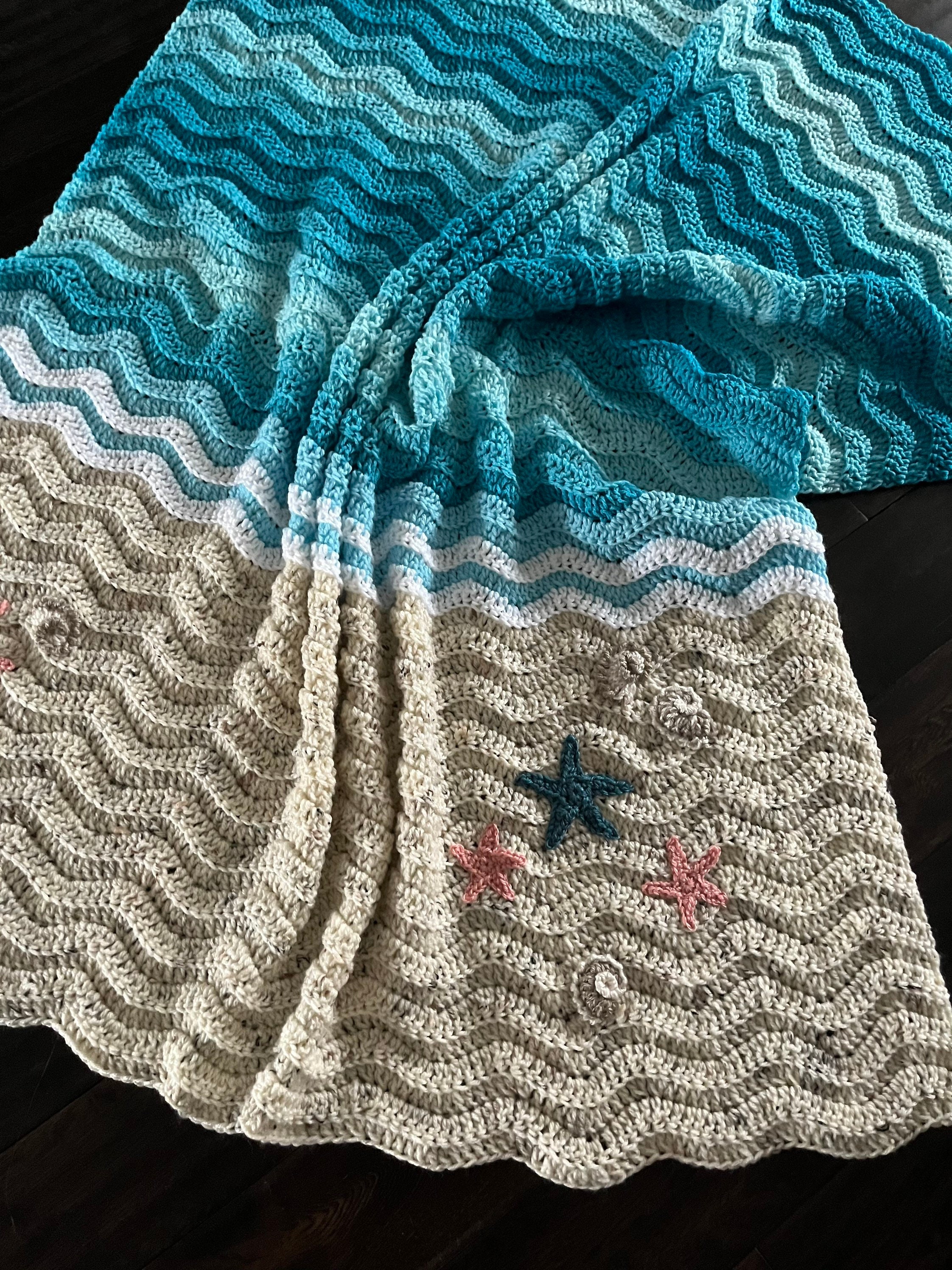 Ocean Waves Crochet Blanket | Coastal Baby Blanket | Nautical Nursery ...