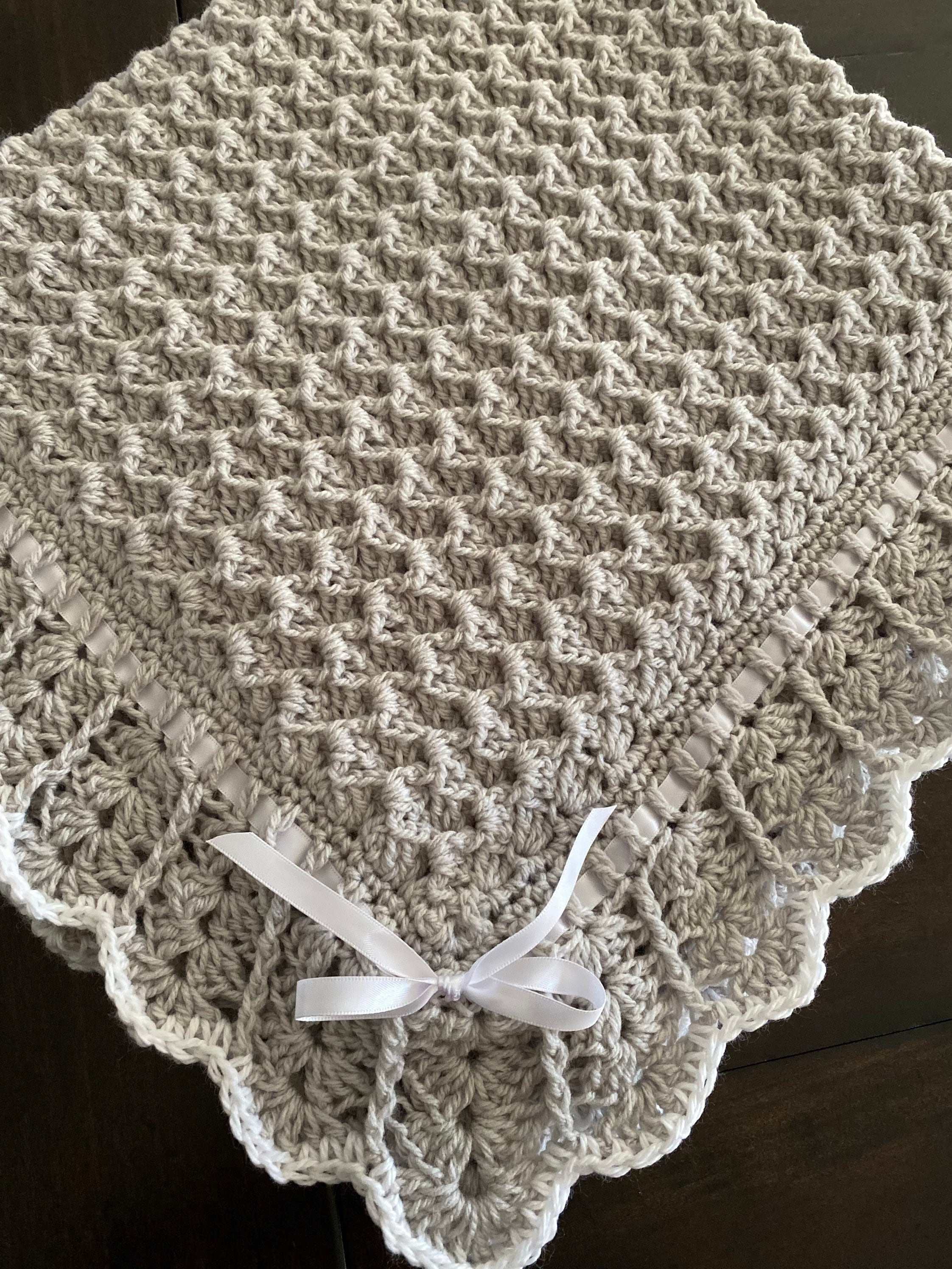 Crochet Baby Blanket | Crochet Grey Baby Blanket | Grey Baby Nursery ...