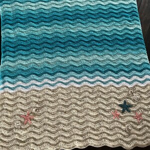 Beach Throw | Ocean Afghan | Crochet Beach Blanket | Coastal Blanket ...