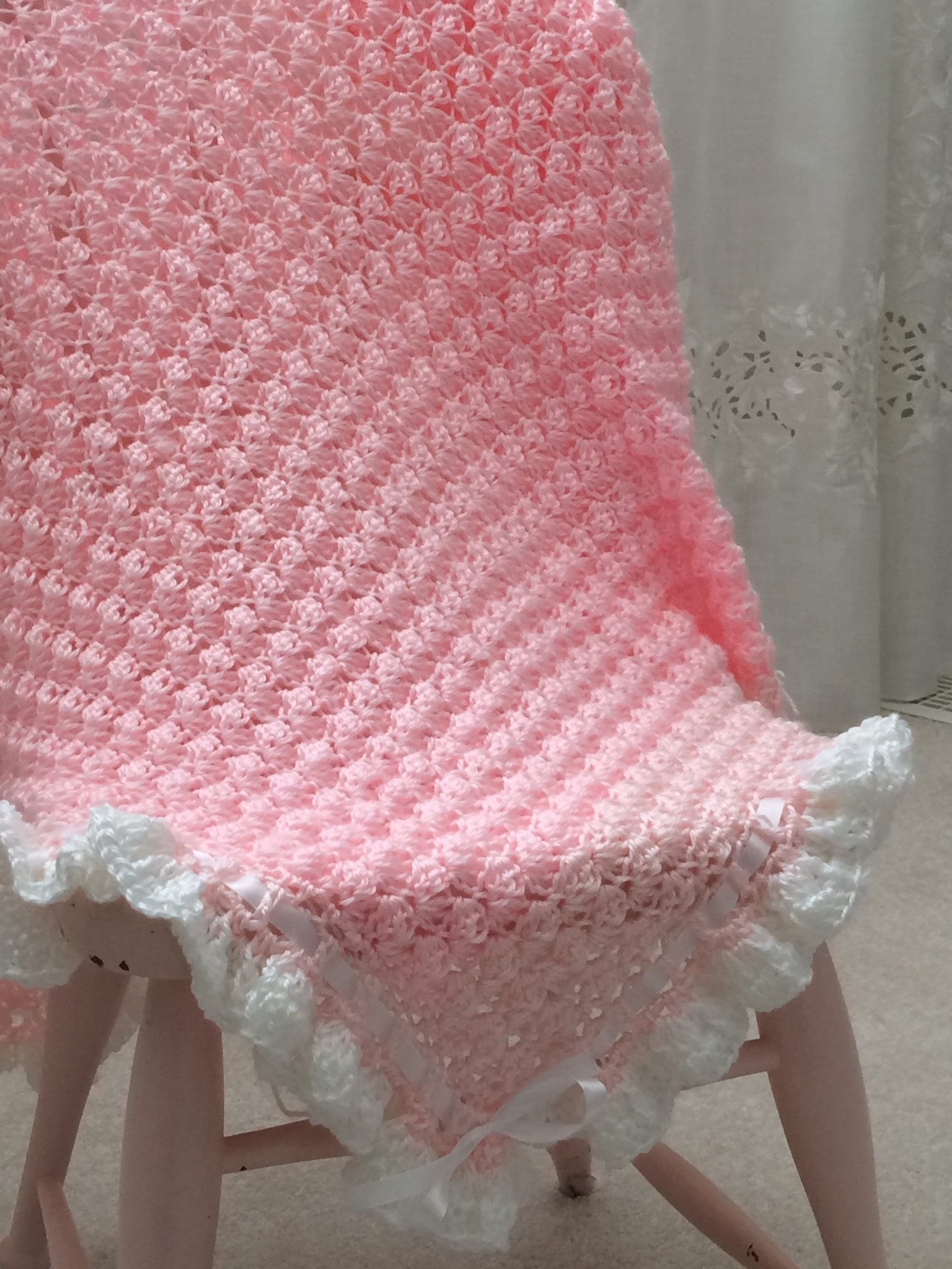 Pink Baby Blanket | Handmade Baby Girl Blanket | Pink and White Blanket ...