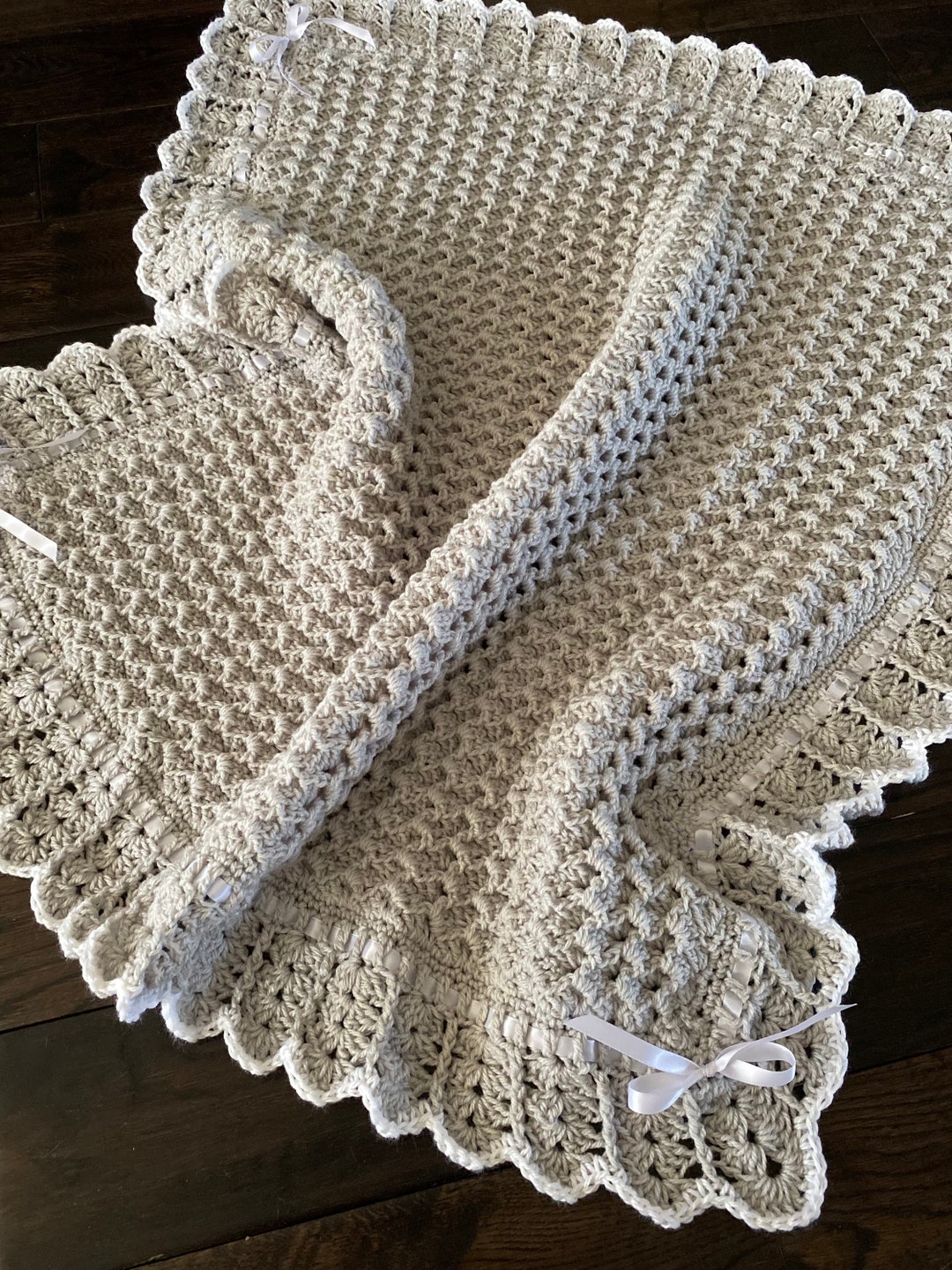 Crochet Baby Blanket | Crochet Grey Baby Blanket | Grey Baby Nursery ...