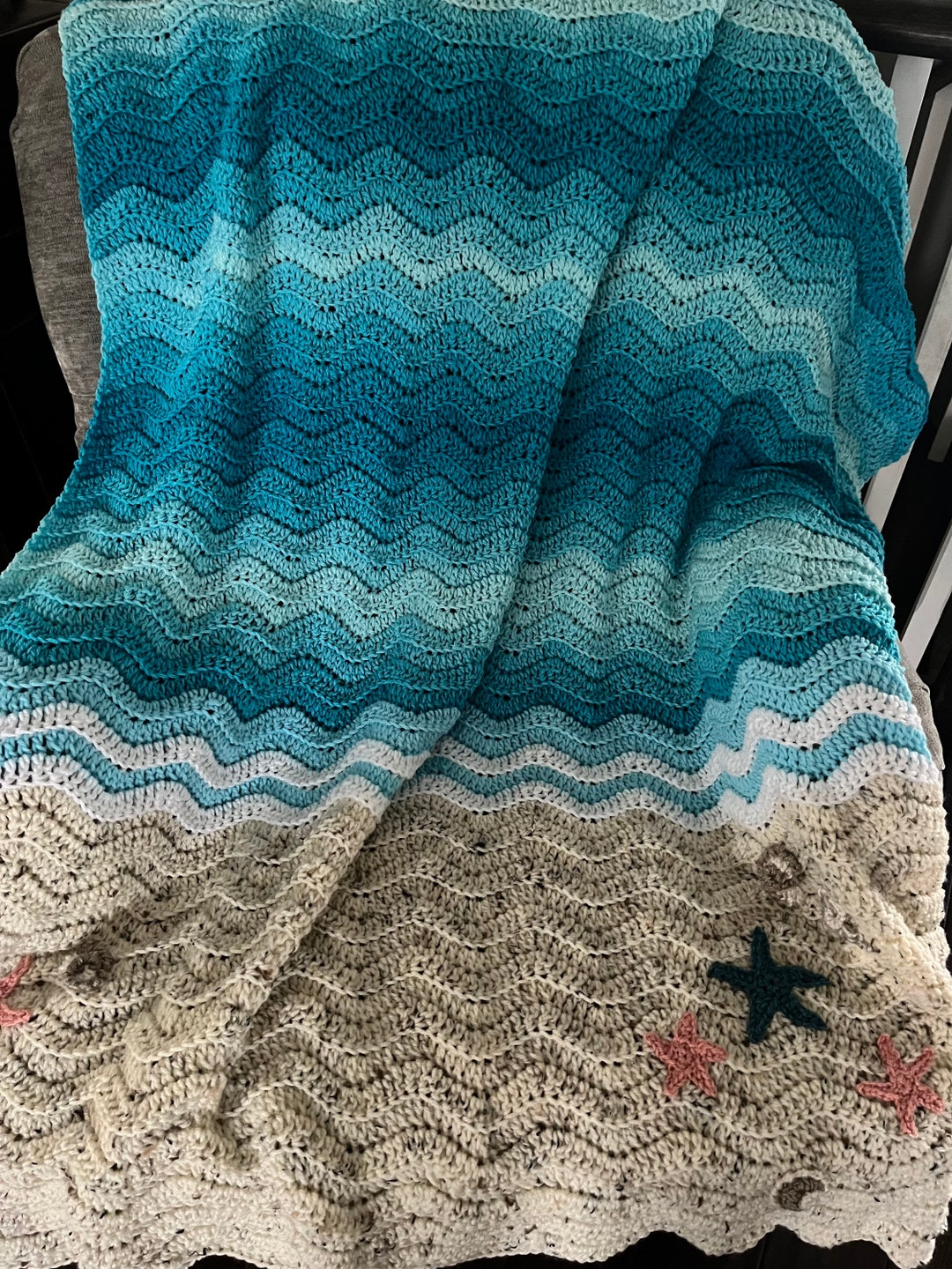 Beach Throw | Ocean Afghan | Crochet Beach Blanket | Coastal Blanket ...