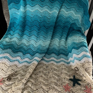 Beach Throw | Ocean Afghan | Crochet Beach Blanket | Coastal Blanket ...