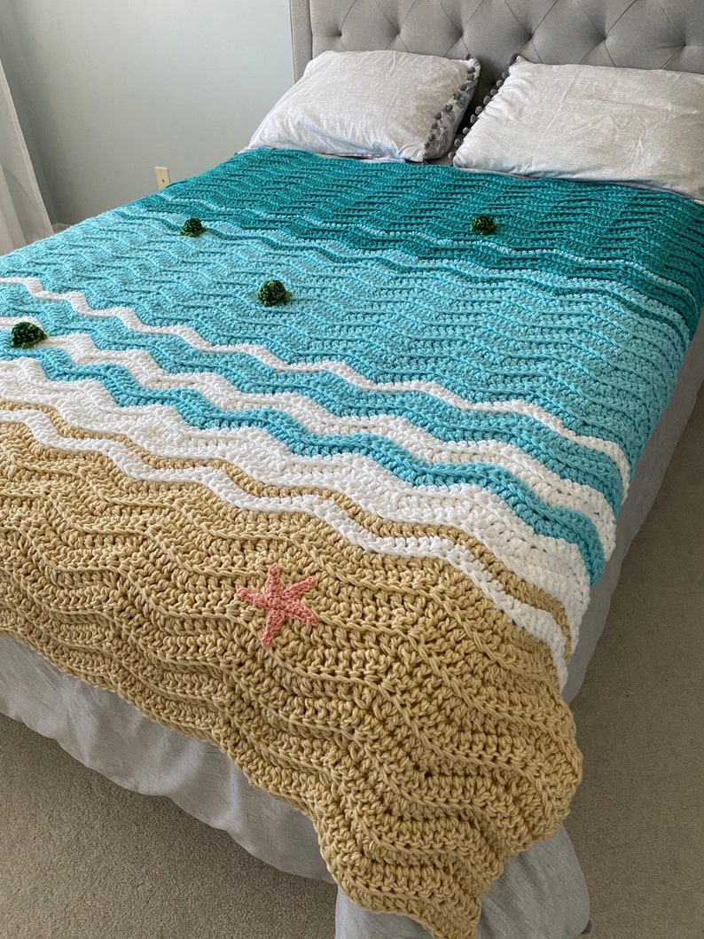 Crochet Beach Blanket Sea Turtle Blanket Crochet Sea | Etsy