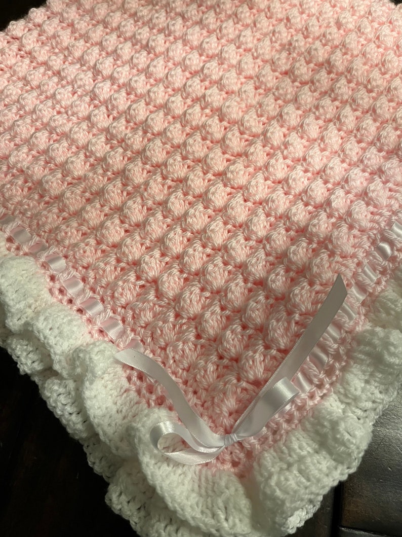 Pink Baby Blanket | Handmade Baby Girl Blanket | Pink and White Blanket ...