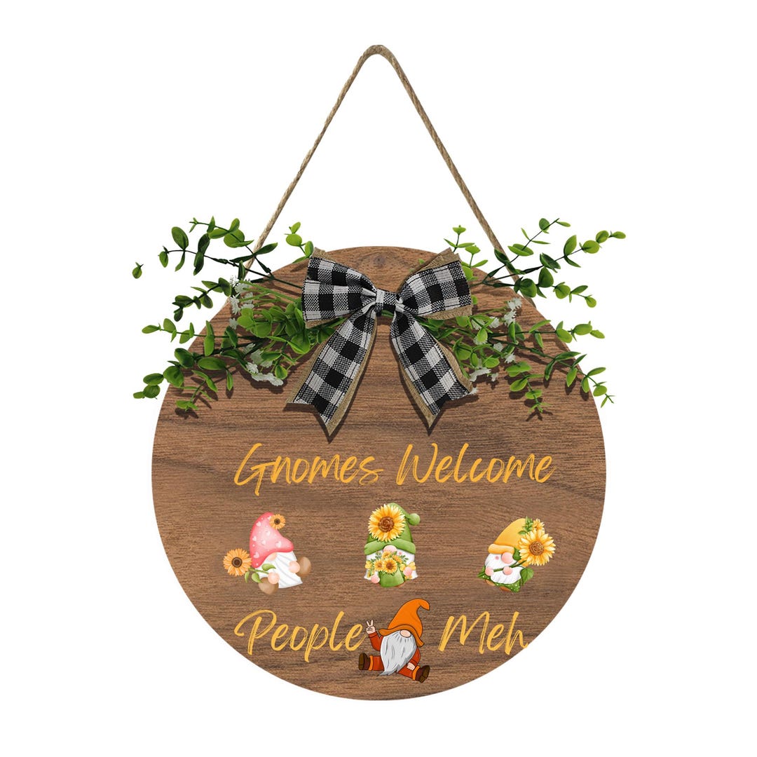 Gnomes Hanging Sign, Wall Decor, Home Decoration, Wood Plaque, Front ...