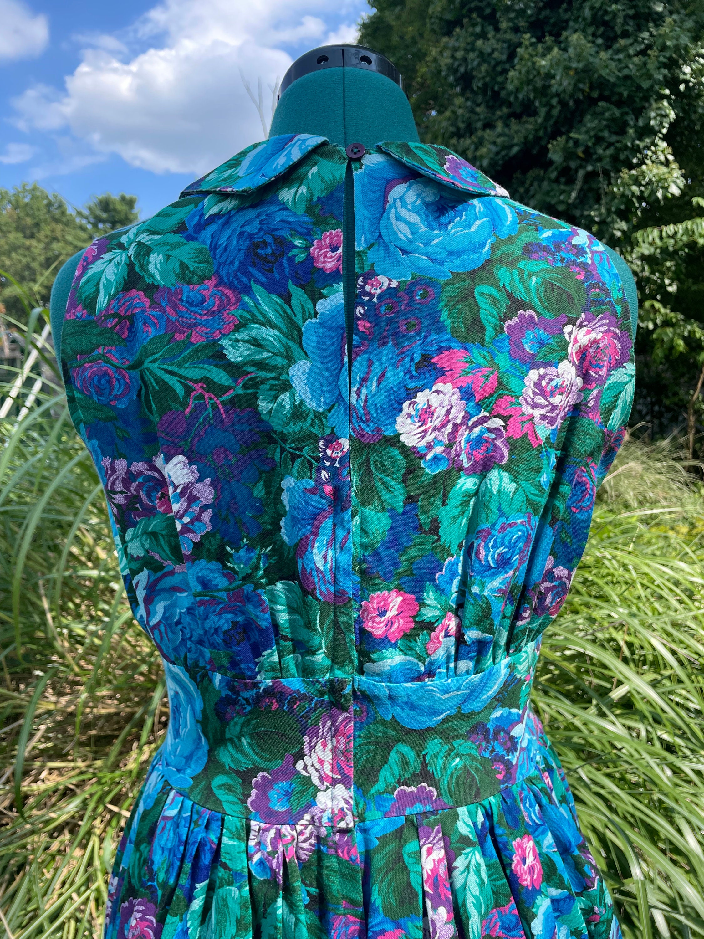Vintage 1950s Handmade Floral Pin-up Day Dress Medium/large - Etsy