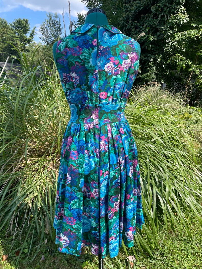 Vintage 1950s Handmade Floral Pin-up Day Dress Medium/large - Etsy
