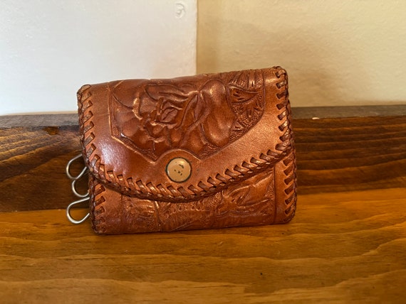 Retro 1970s Hand Tooled Leather Key Chain - Etsy