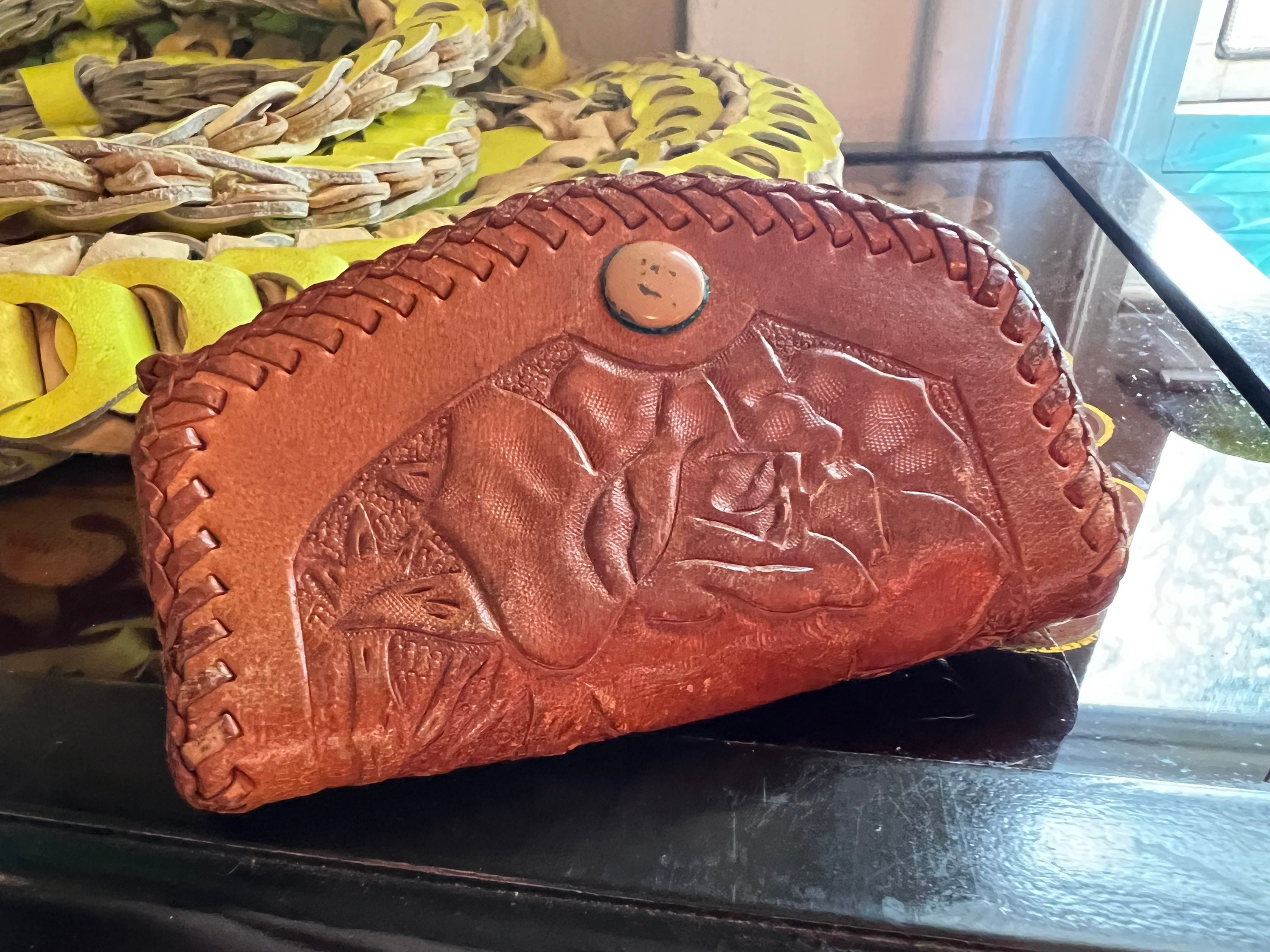 Retro 1970s Hand Tooled Leather Key Chain - Etsy