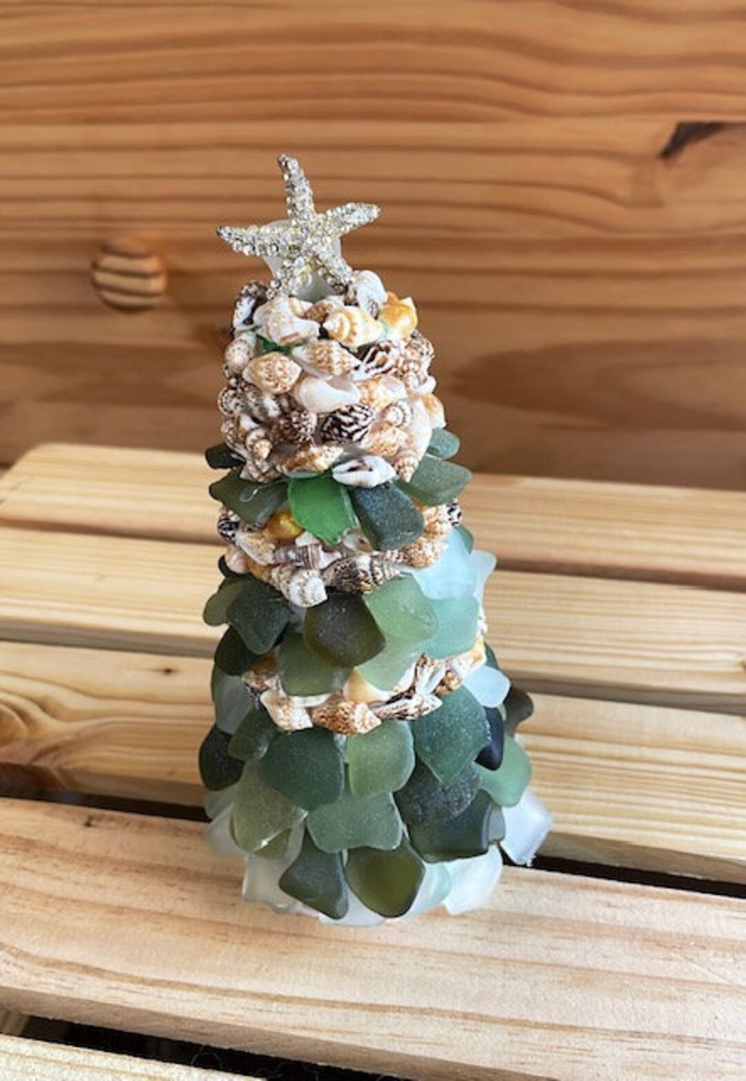 Beach Glass Sea Shell Christmas Tree Authentic Sea Glass - Etsy