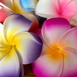 Hawaiian Flowers Mixed Colors Fake Plumeria Lot of 12 Multi Colored ...
