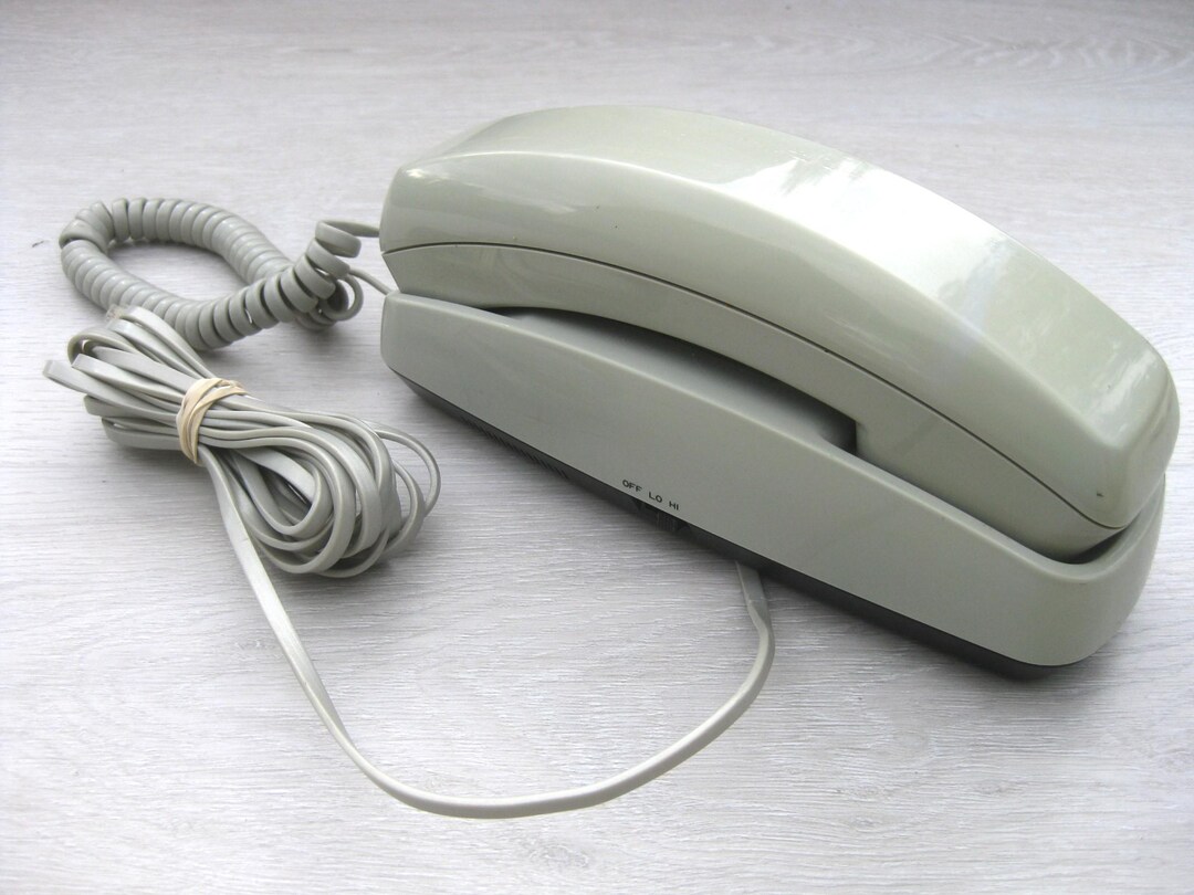 Retro GTE Light Gray Slimline Telephone Push-button Phone Wall Mount or ...