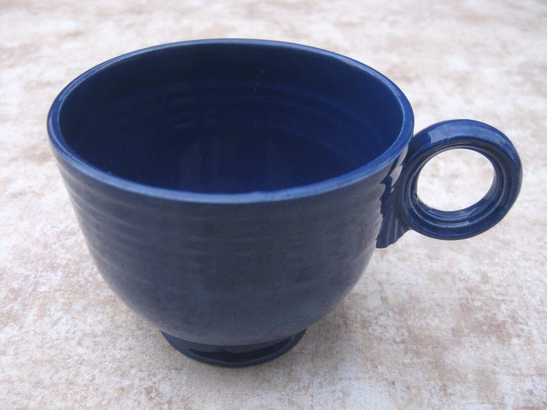 Vintage Fiesta Fiestaware Cobalt Blue Teacup W/ Ring Art Deco Handle ...