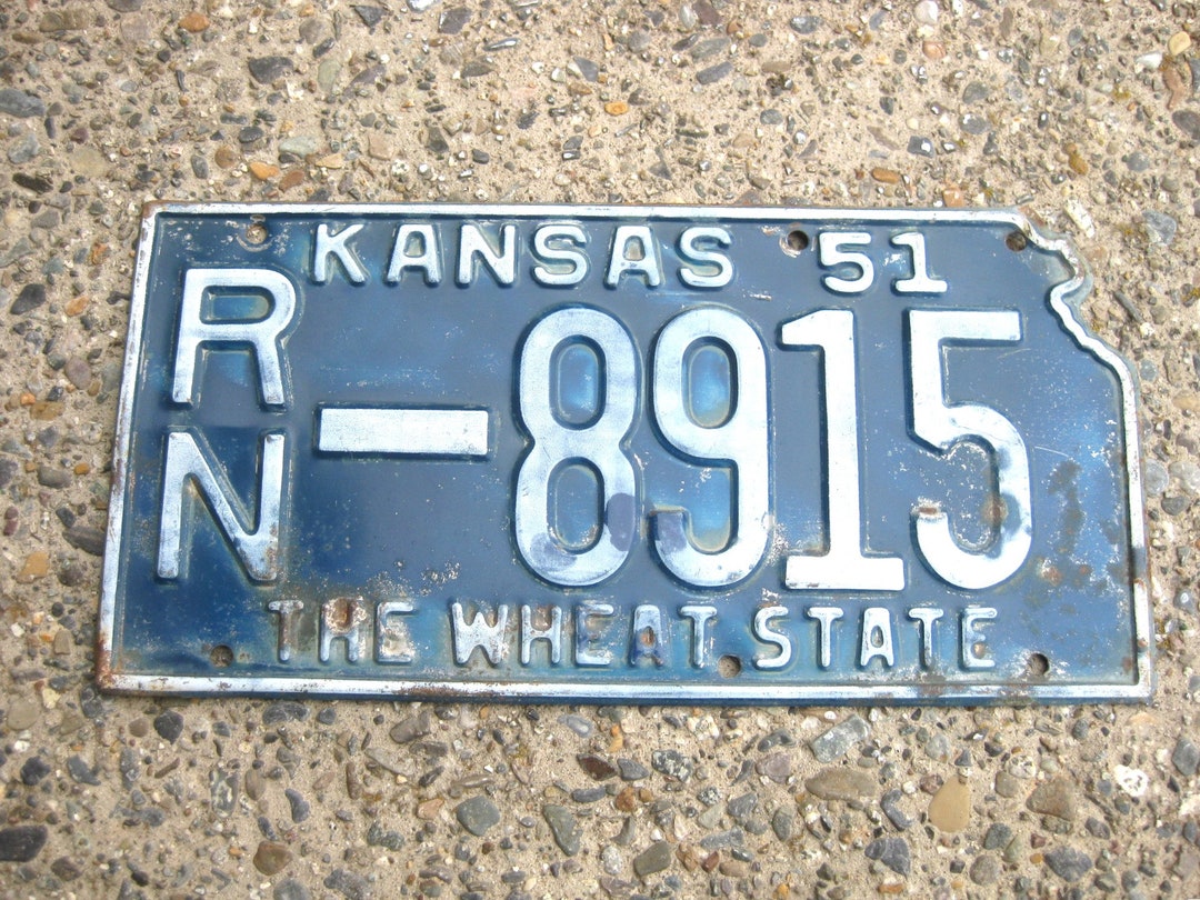 1951 KANSAS the WHEAT STATE Steel License Plate Vehicle Auto ...