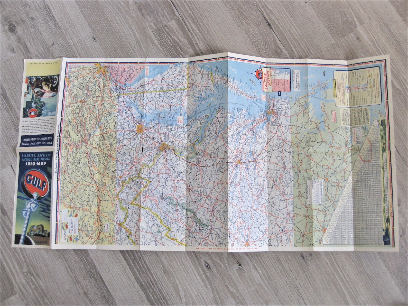 1940s GULF Info-Map Folding Road Map Delaware Maryland | Etsy