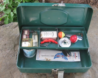 Metal Tackle Box Vintage Rustic Fishing Gear Craft Supply - Etsy