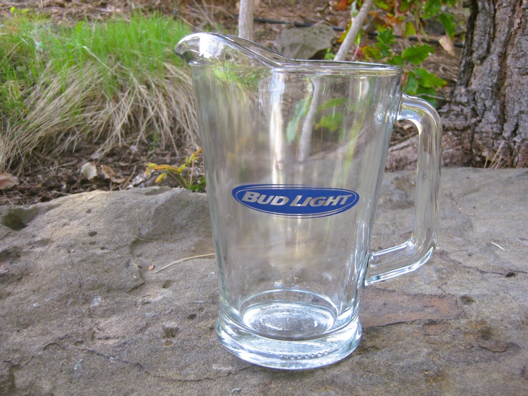 Retro BUD LIGHT Beer Pitcher Heavy Glass Restaurant Pub Pitcher Barware ...