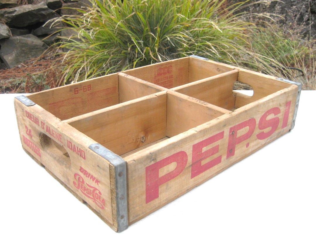 Vintage 24 Bottles PEPSI COLA Soda Pop Crate Divided Carrier Coeur D ...
