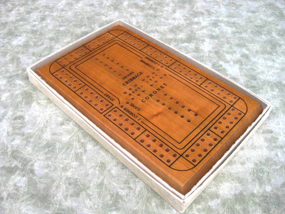 DRUEKE 1951 Cherry Wood Cribbage Board Continuous Track Twice Around in ...