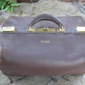 Antique Large Brown Leather Doctor's Medical Bag Traveling Doctor's ...