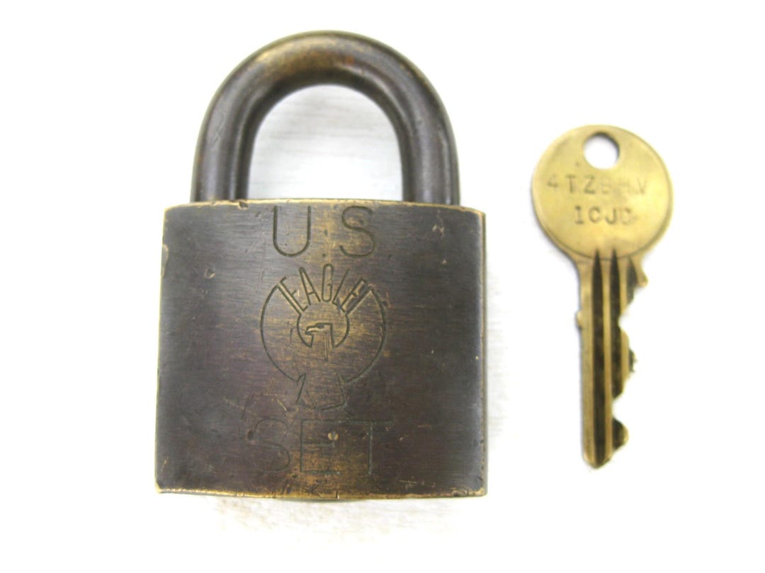 Vintage Brass EAGLE US SET Padlock Military Lock W/ Original Key - Etsy
