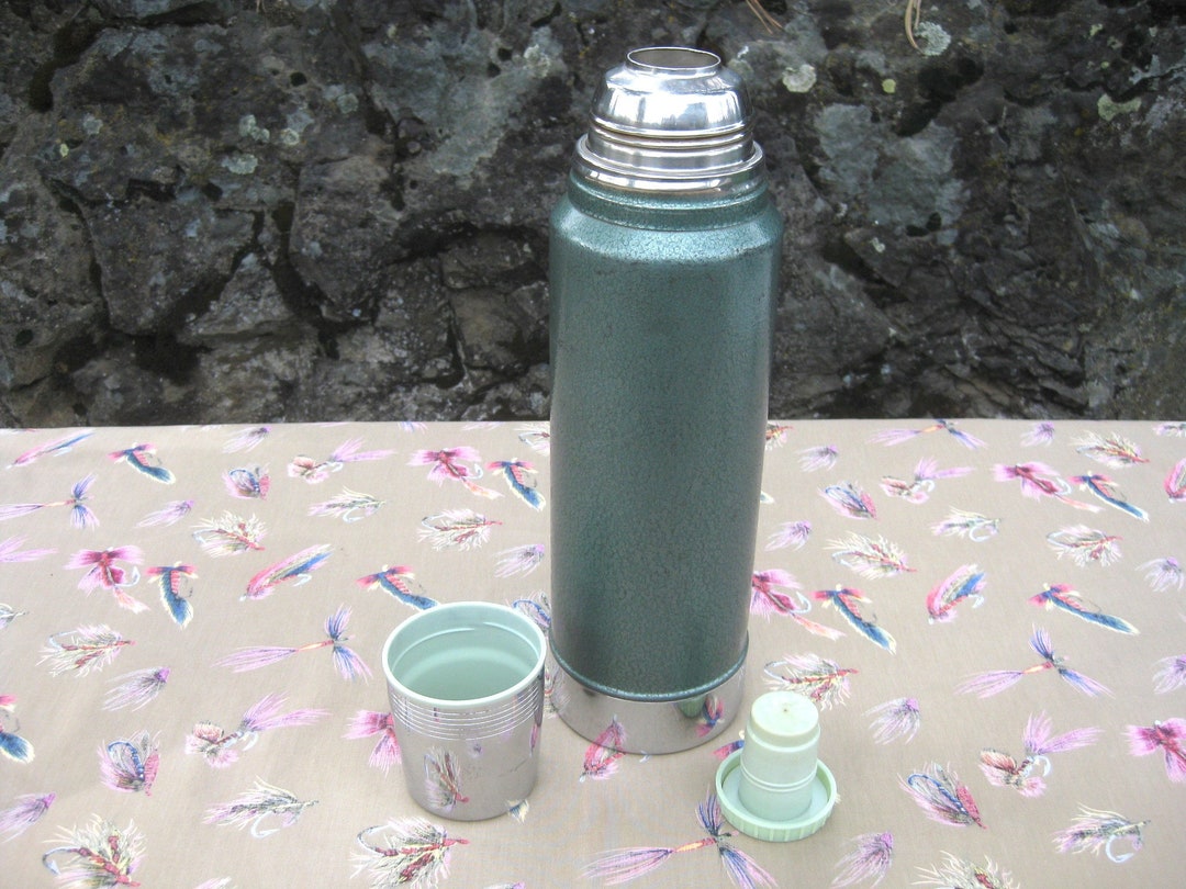 1980 STANLEY Hammerstone Green 1 Quart Vacuum Bottle W/ Stopper & Cup ...