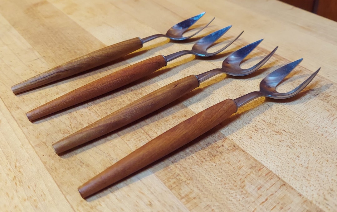Teak Cocktail Forks, Set of 4, Nevco, Japan, Scandinavian Modern ...