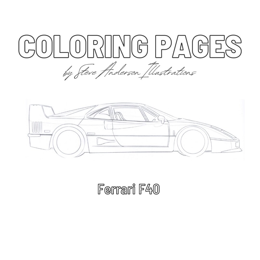 Ferrari F40 Coloring Page - Etsy UK