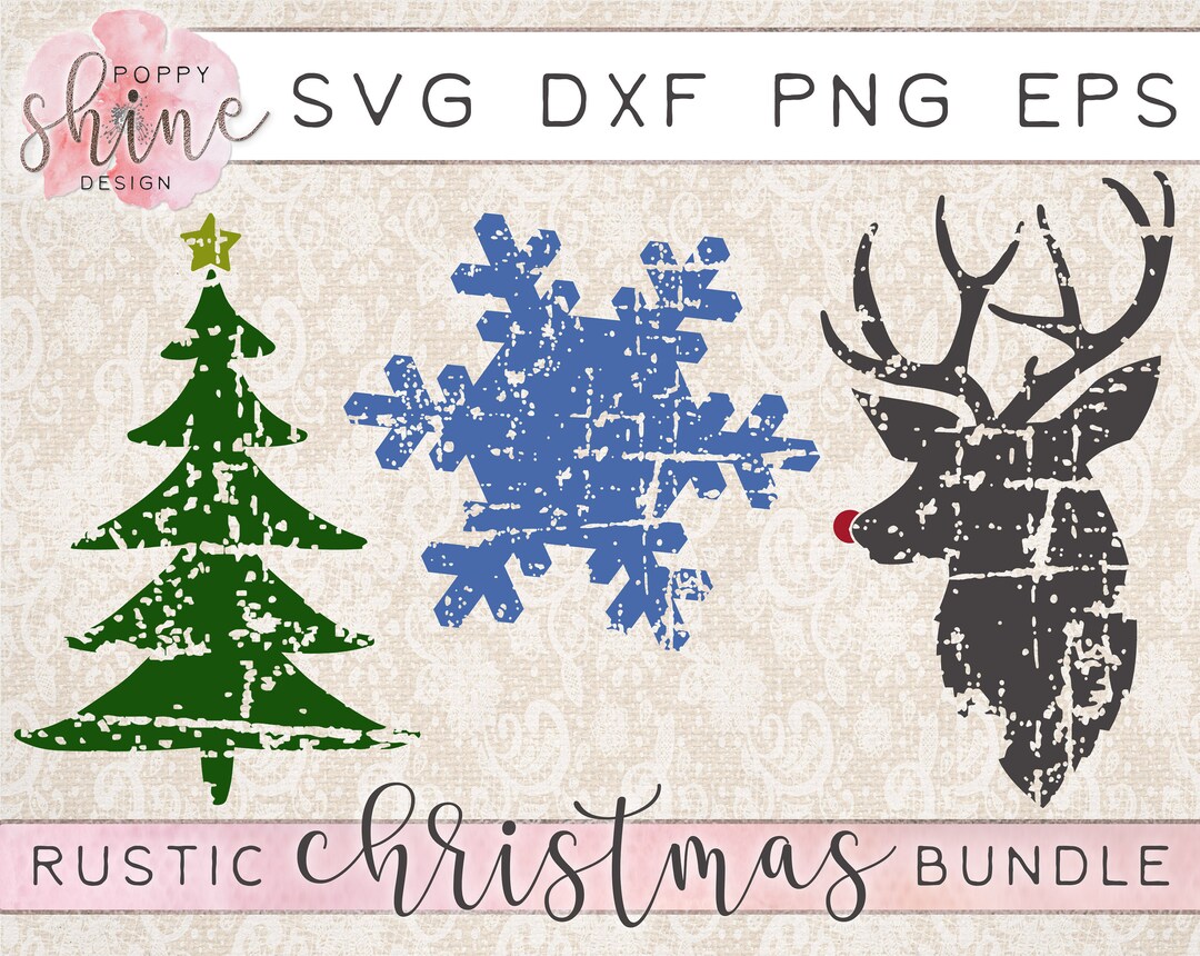 Rustic Christmas Bundle of 3 Svg Dxf Png Eps Cutting Files for Cricut ...