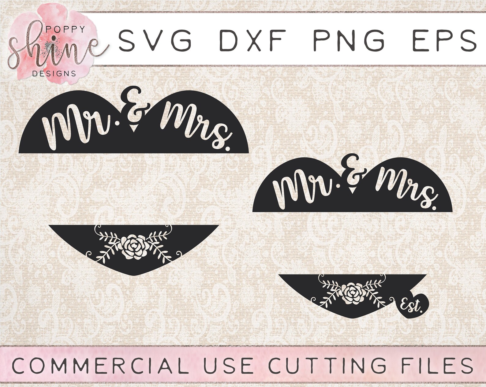Mr & Mrs Monogram Frame Bundle Svg Png Eps Dxf Cutting Files | Etsy