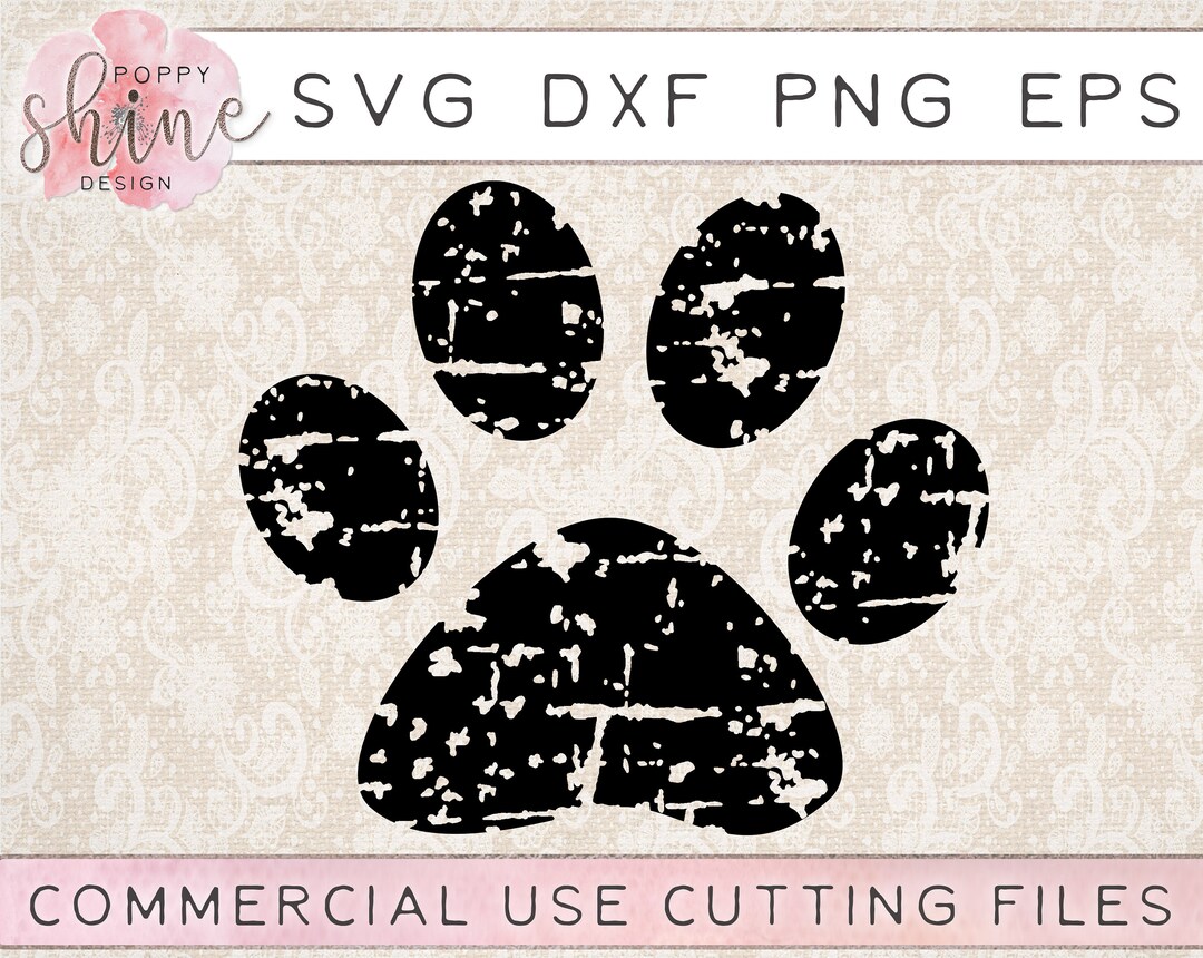 Distressed Paw Print Svg Dxf Png Eps Cutting File for Cricut ...